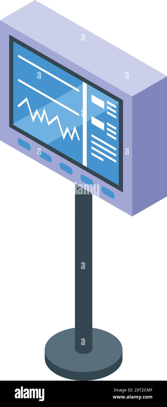 Medical monitor showing heart rate with buttons on white background ...