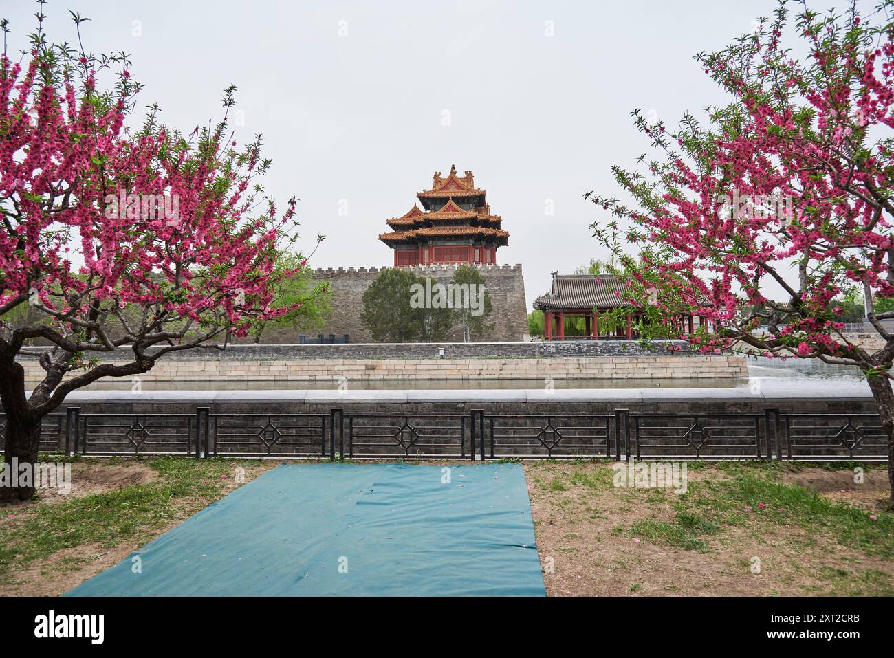 Northwestern tower of the Forbidden City (Palace Museum) in springtime ...