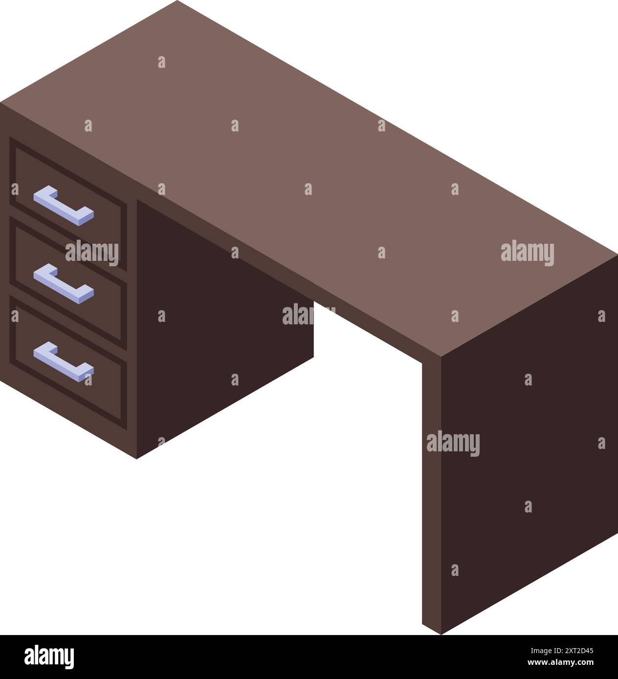 Brown office desk with drawers is standing on a white background Stock ...