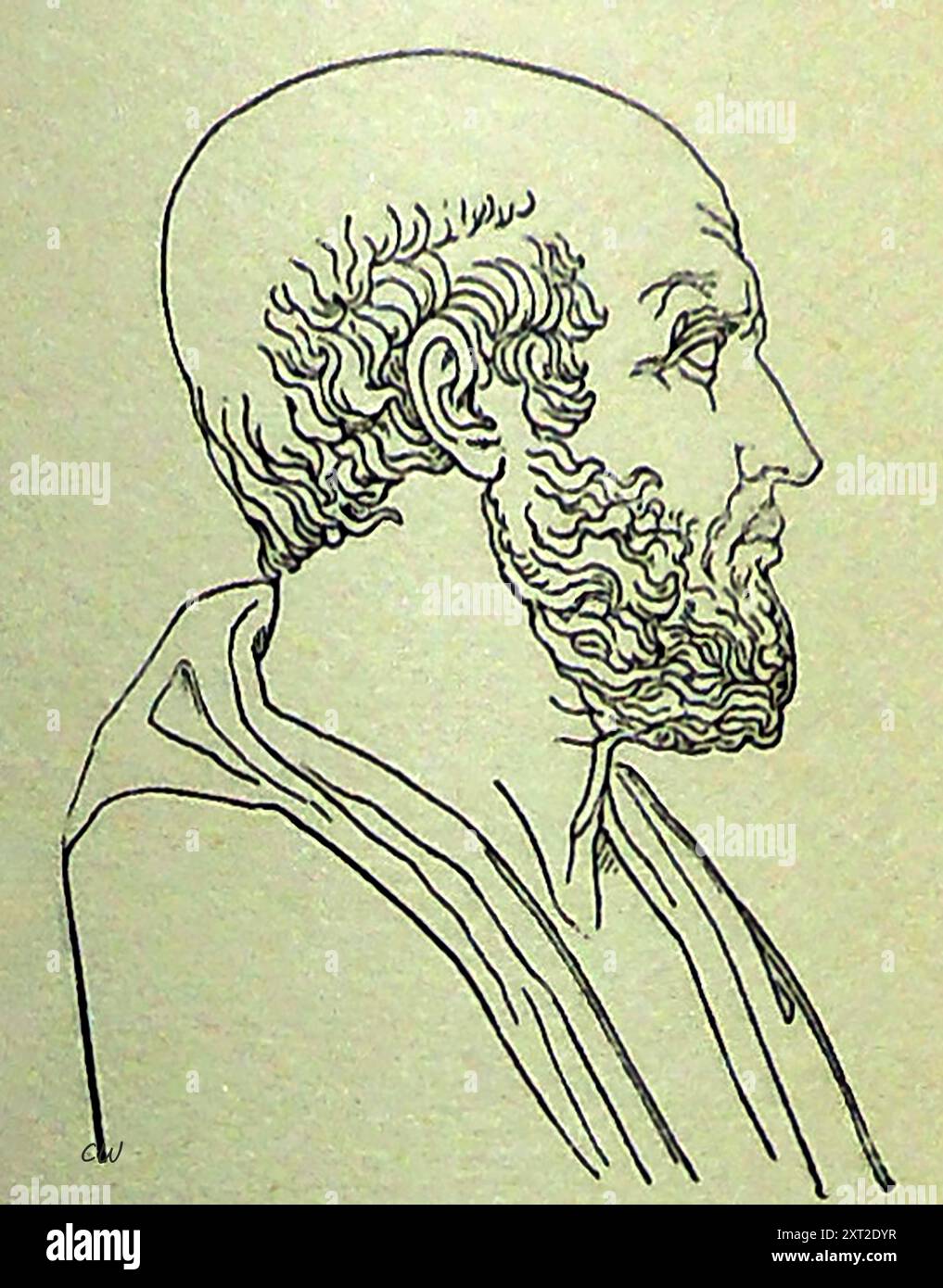 An old image of Hippocrates (BC460-BC357) from an original bust. Also ...