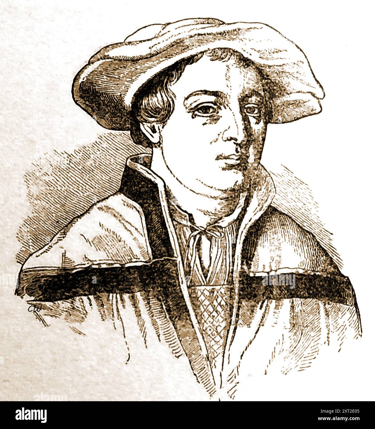 An old portrait of portrait artist Hans Holbein the younger. (born ...