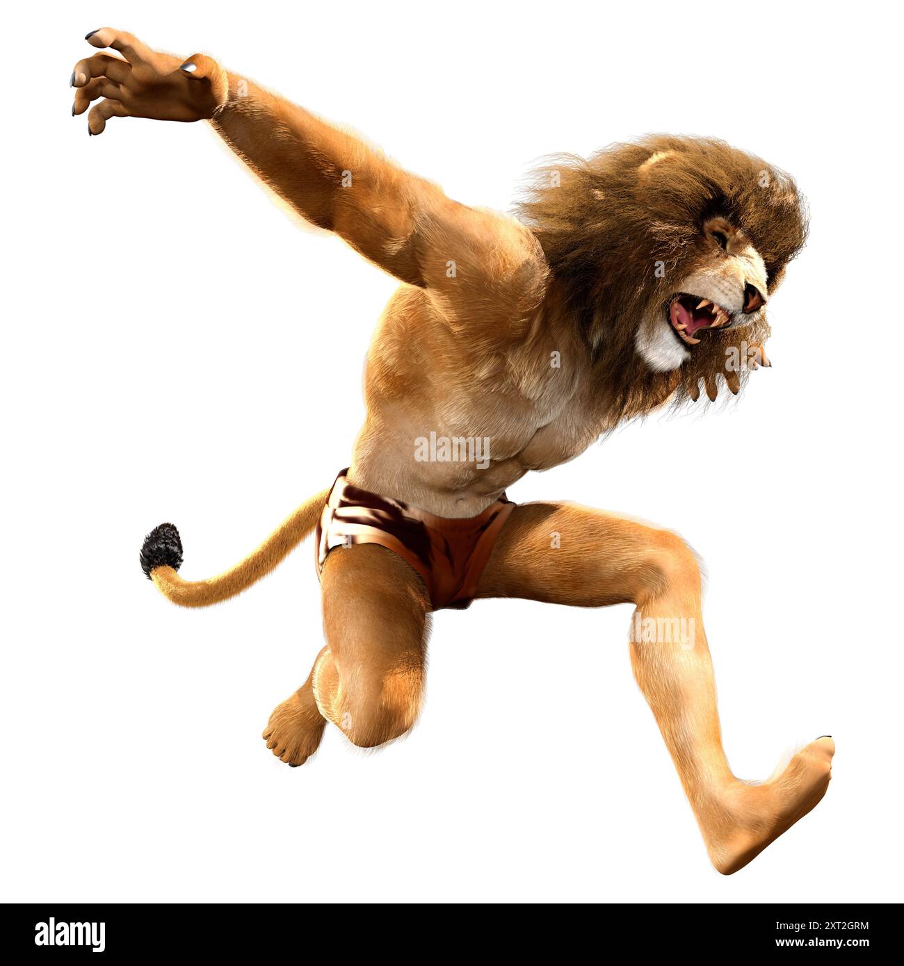 3D rendering of a lion king character isolated on white background ...