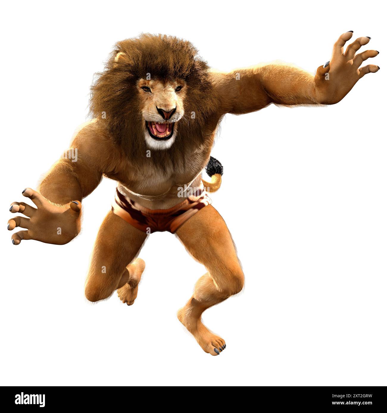 3D rendering of a lion king character isolated on white background ...