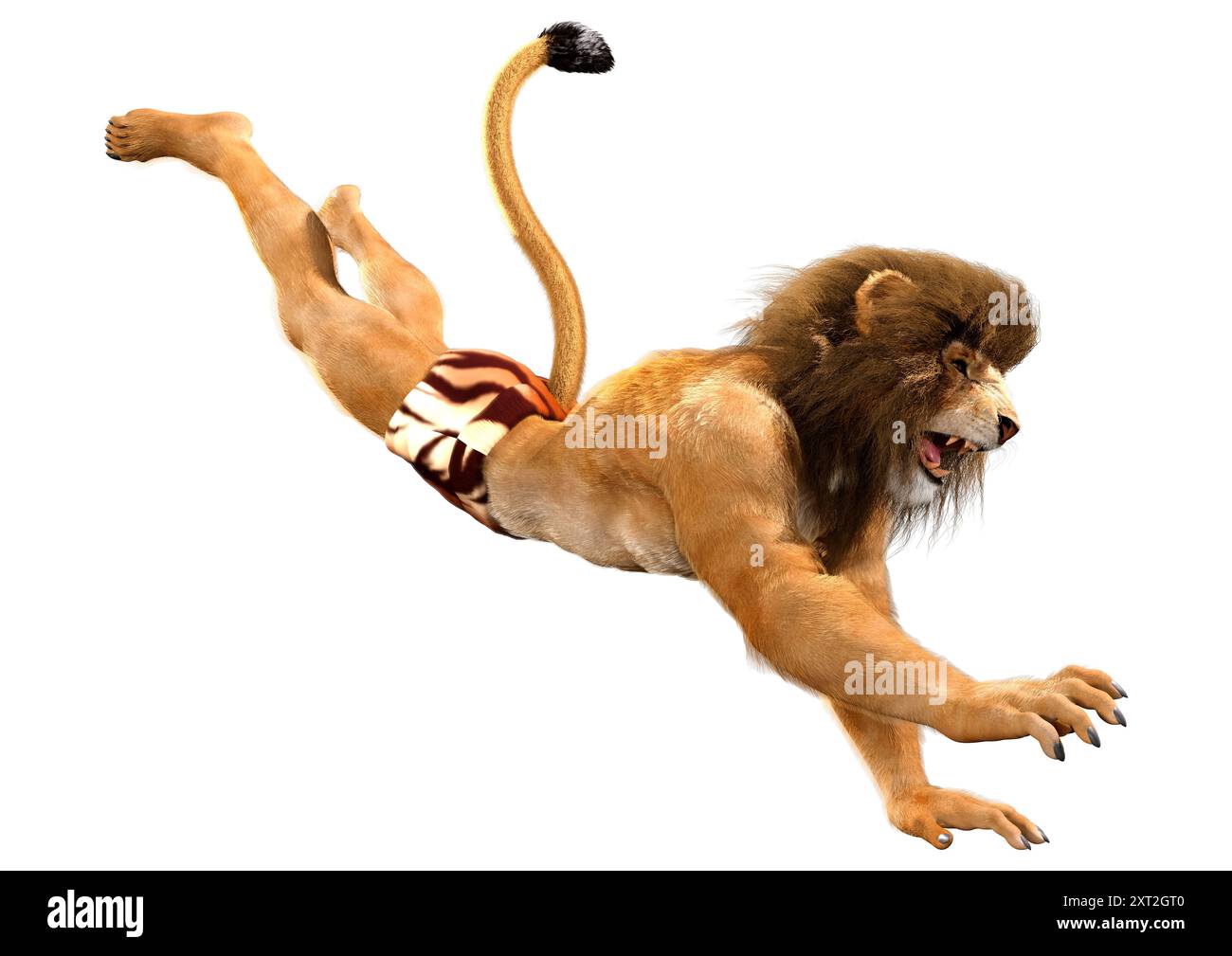 3D rendering of a lion king character isolated on white background ...