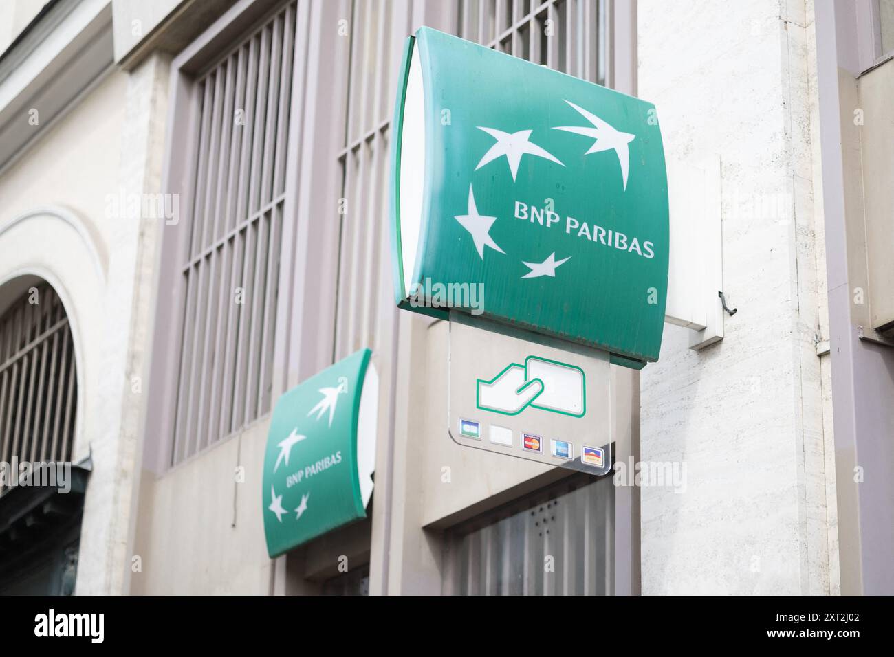 Illustration of BNP Parisbas bank office in Paris, on August 13, 2024 ...