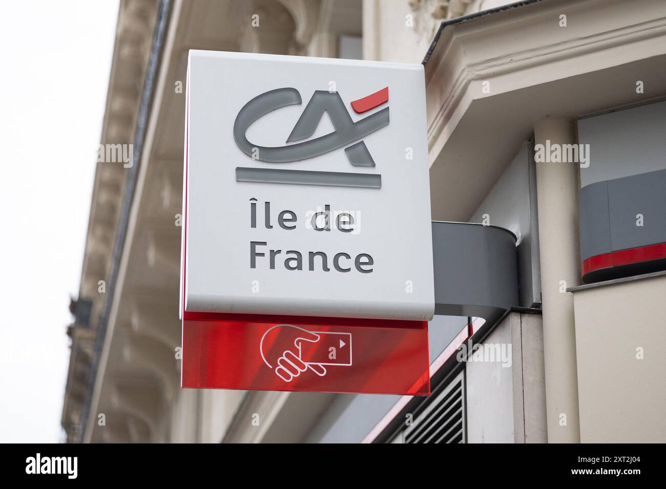 Illustration of Credit Agricole bank office in Paris, on August 13 ...