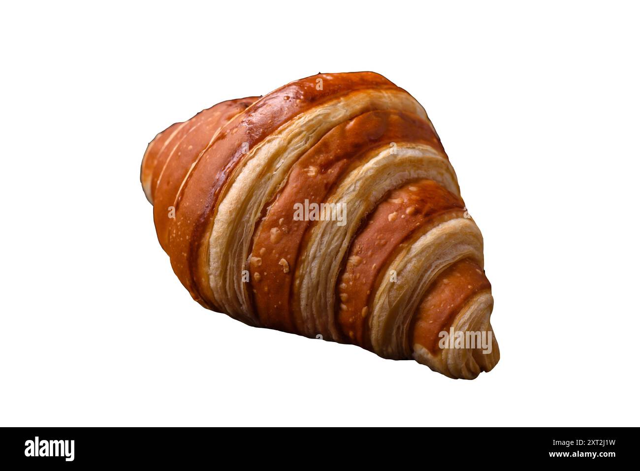 Delicious crispy sweet croissant cornet with chocolate on a dark ...