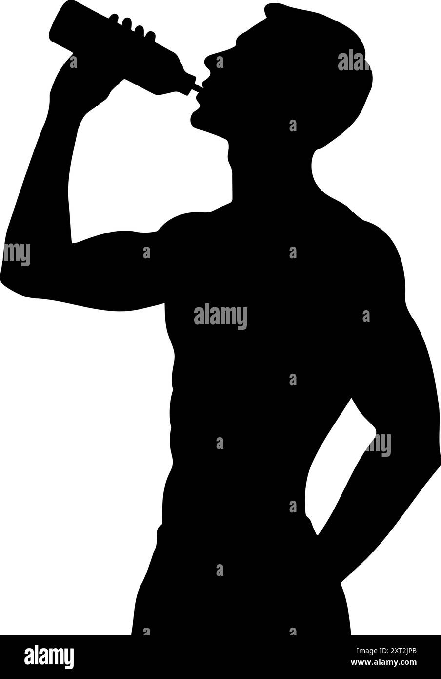 Silhouette of a fit man drinking a bottle of water. vector illustration Stock Vector Image & Art ...