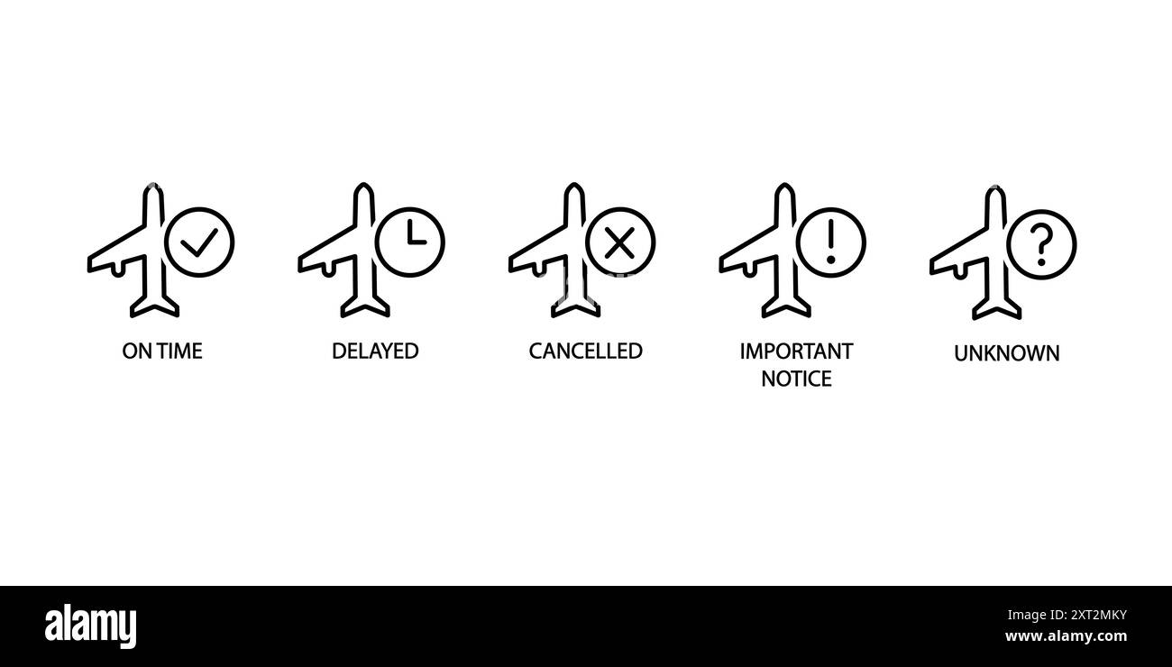 Flight Status Concept Icons. Monoline concept Stock Vector Image & Art ...