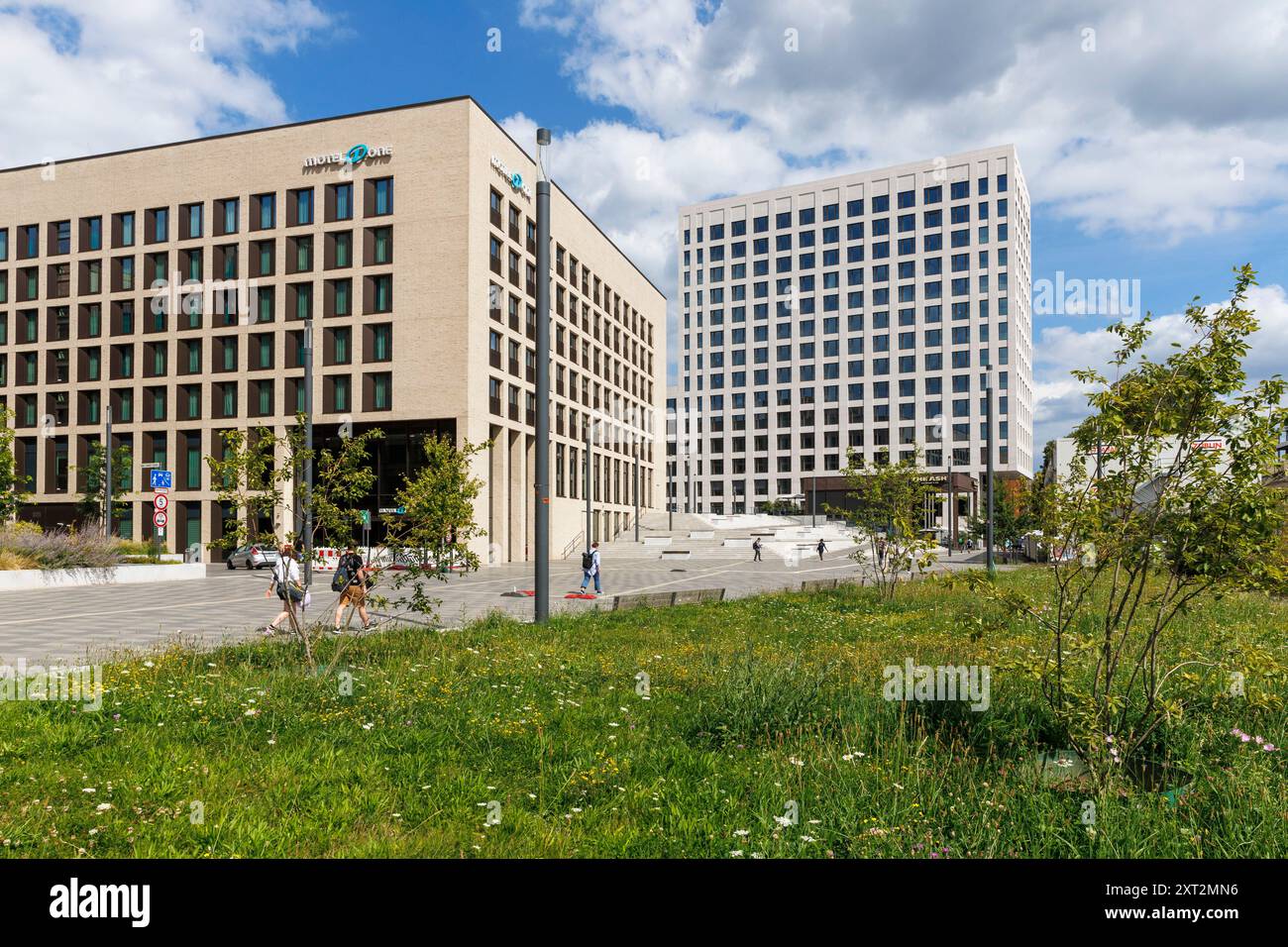 the Motel One Hotel and the tower block Centraal in the MesseCity ...