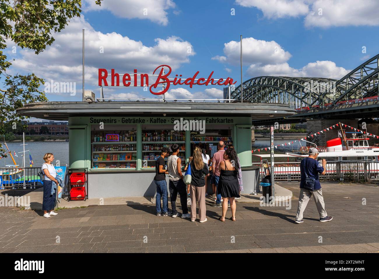 kiosk on the Rhine promenade near Hohenzollern bridge, Cologne, Germany ...