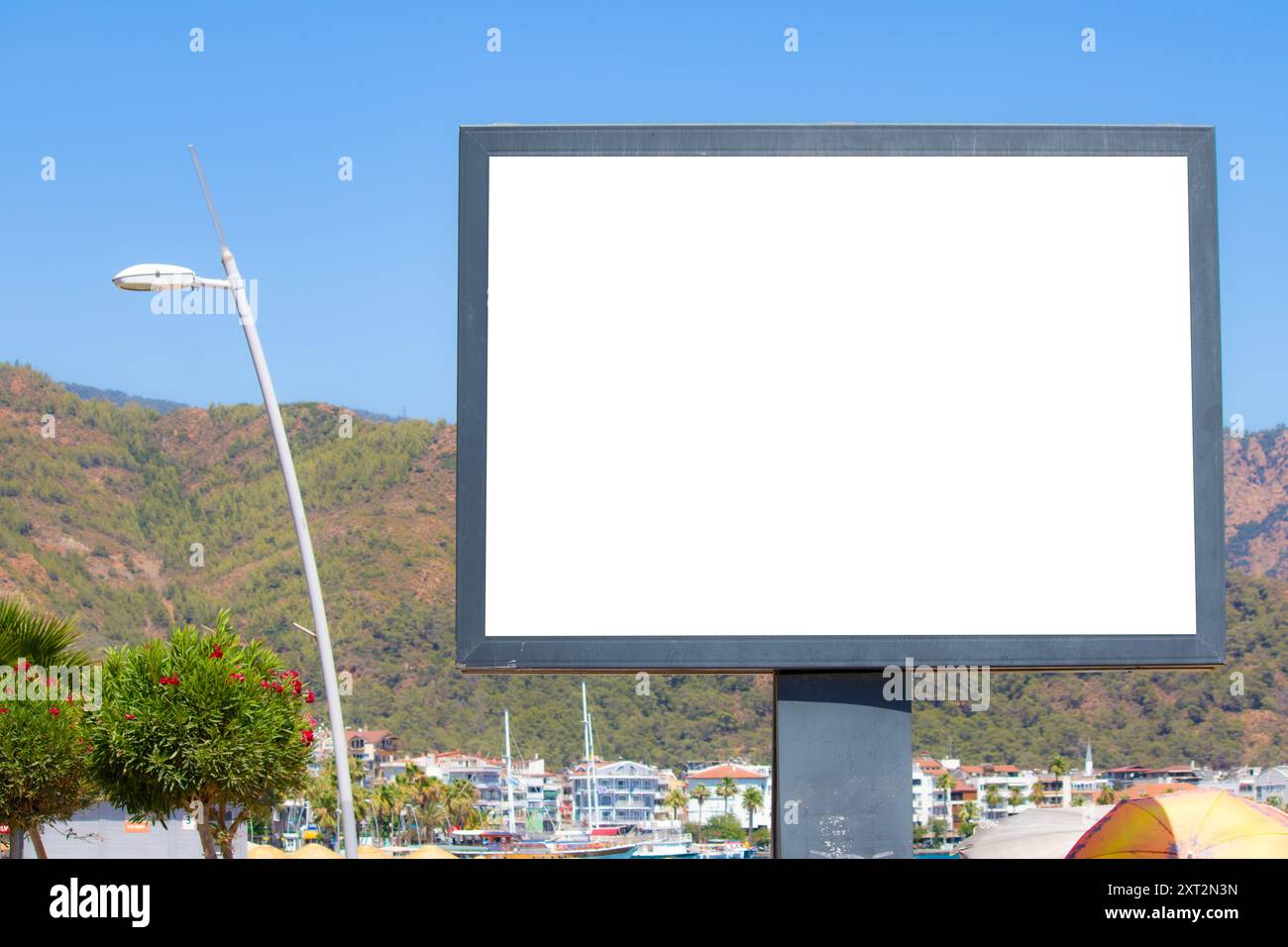 Advertising outdoor billboard. White horizontal advertising poster ...