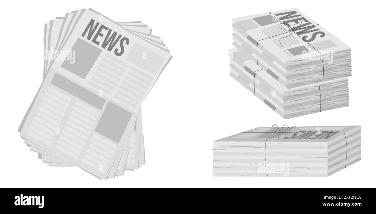 Pile of newspapers on white background. Stack of newspapers. Paper ...