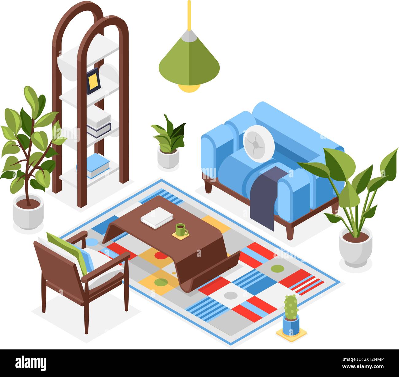 Isometric living room interior. Home interior with sofa armchair ...