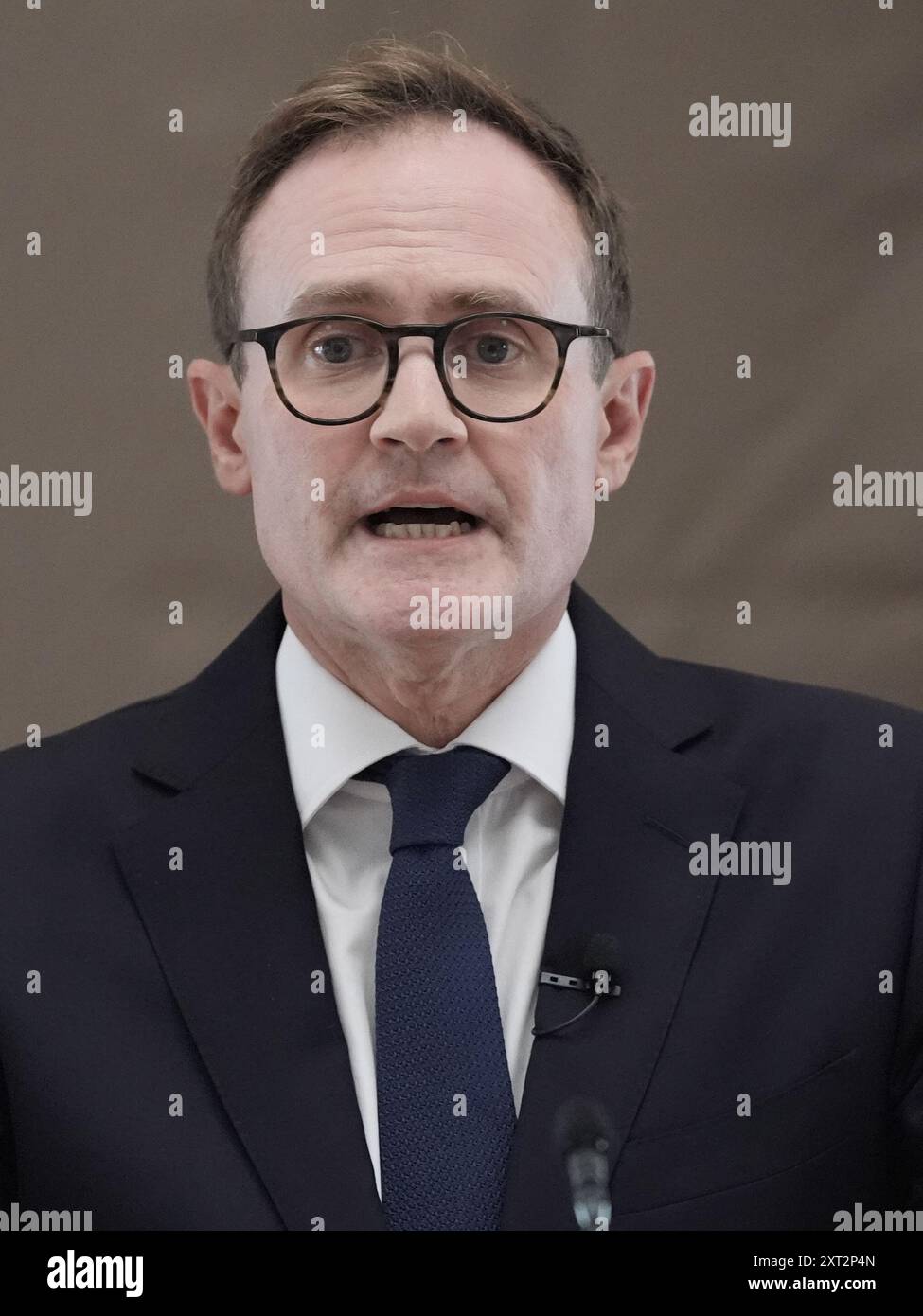 Tory leadership hopeful Tom Tugendhat gives a speech in Westminster ...