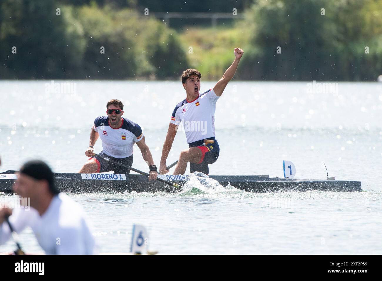 MORENO Joan Antoni, DOMINGUEZ Diego (Spanien) jubeln ueber Platz 3 und ...