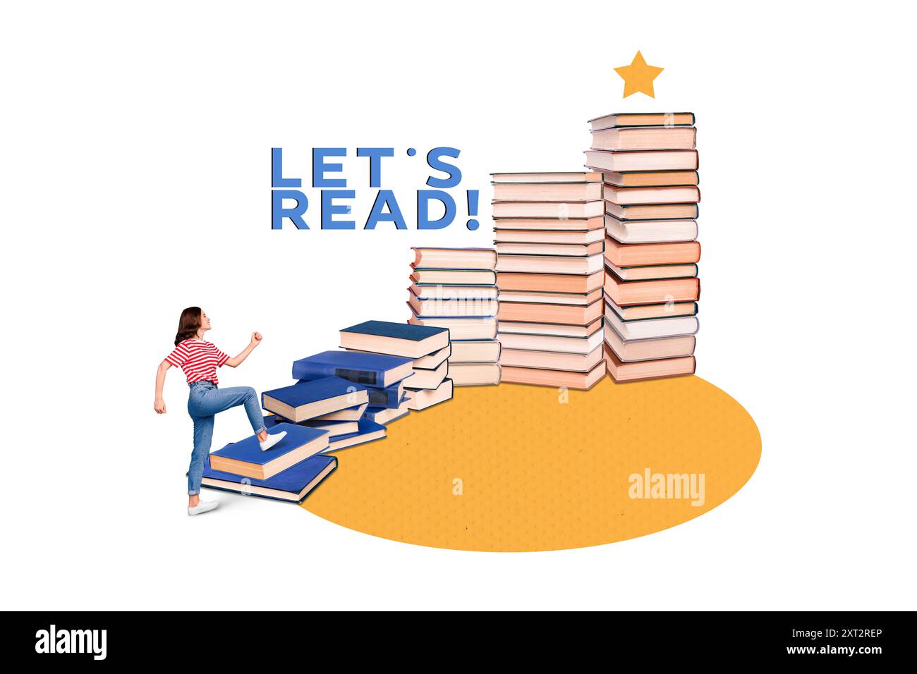 Photo collage composite sketch image of banner lets read smart young ...