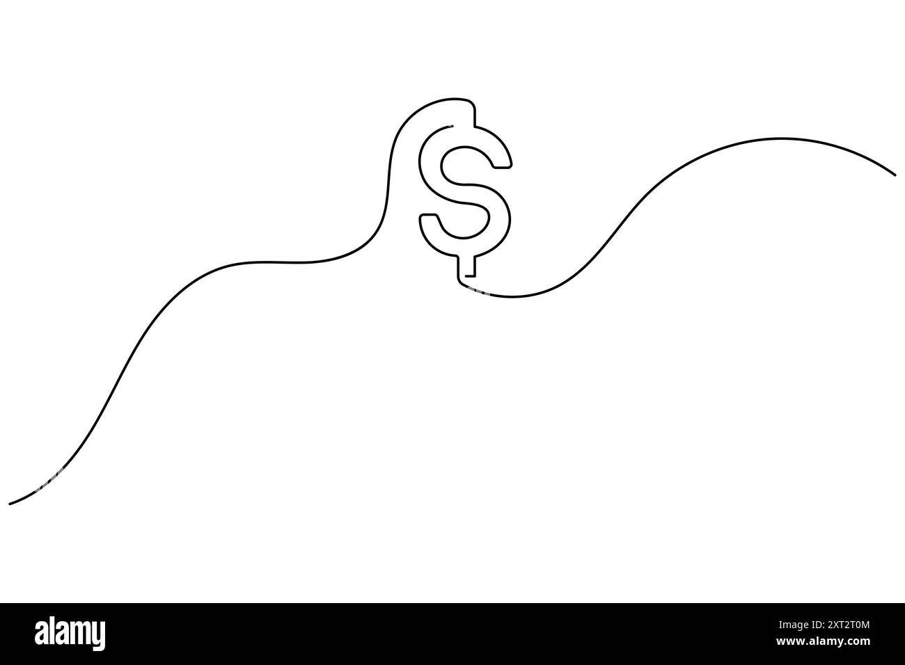 Dollar icon continuous one line drawing of isolated outline dollar sign ...