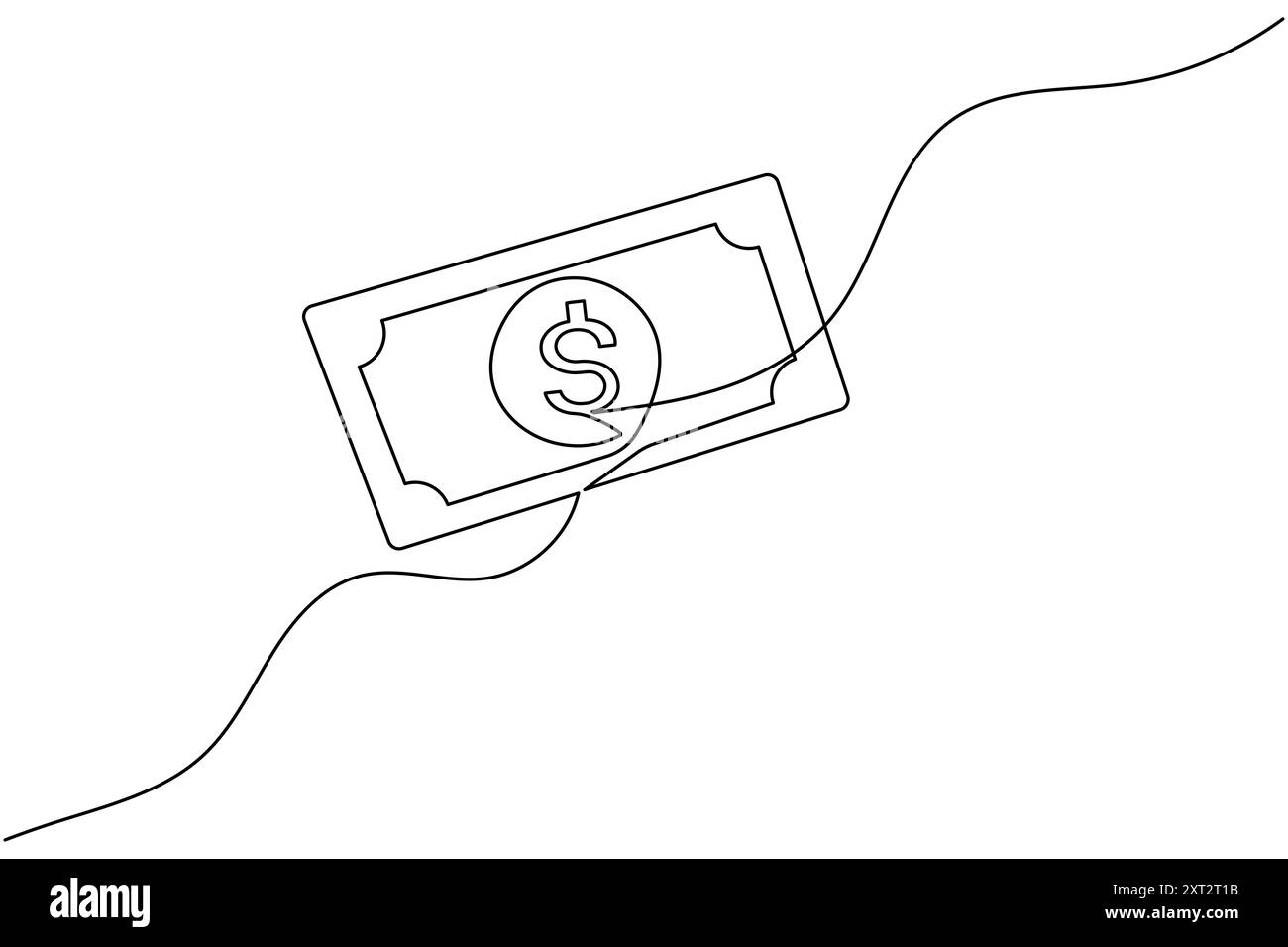 Dollar icon continuous one line drawing of isolated outline dollar sign ...