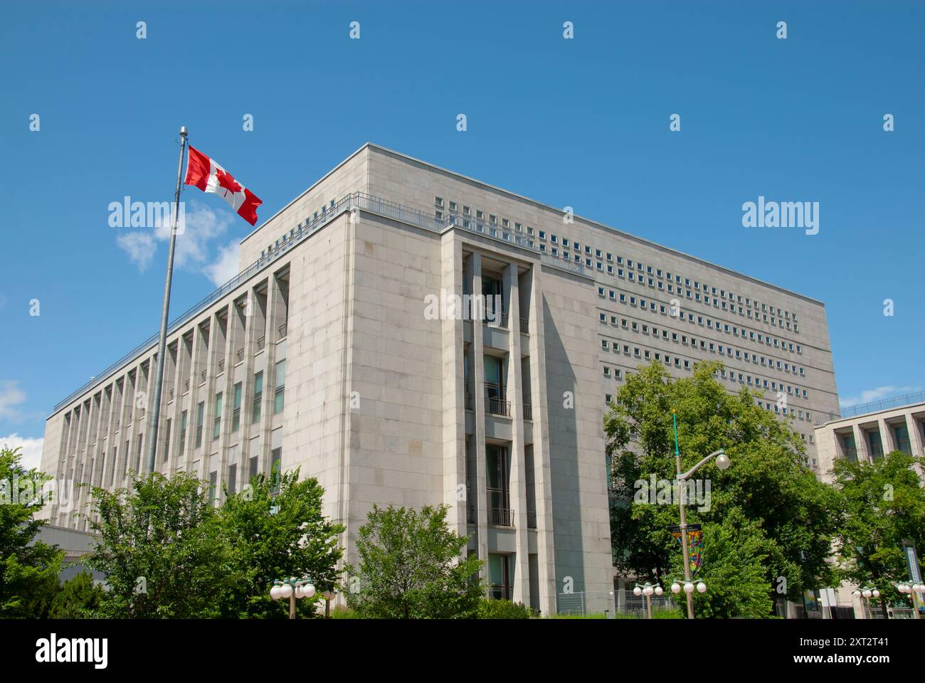 National Library and Canadian Flag, Wellington Street, Ottawa, Ontario ...