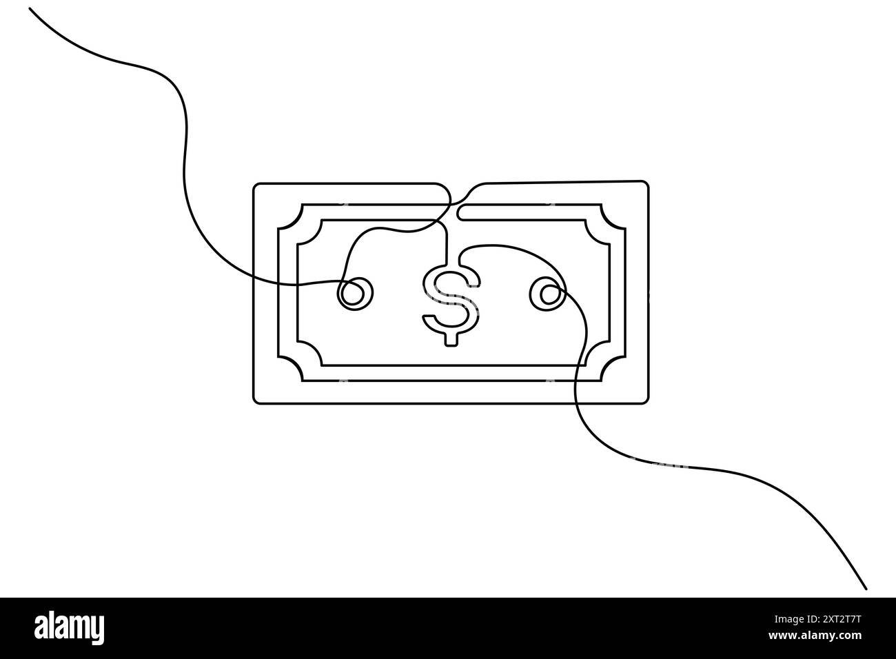 Dollar icon continuous one line drawing of isolated outline dollar sign ...