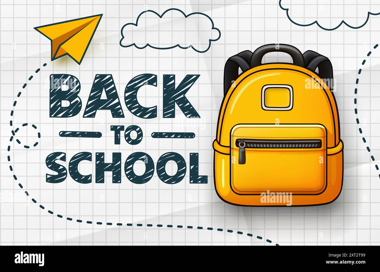 Back to school, backpack on paper background. Vector Stock Vector Image ...