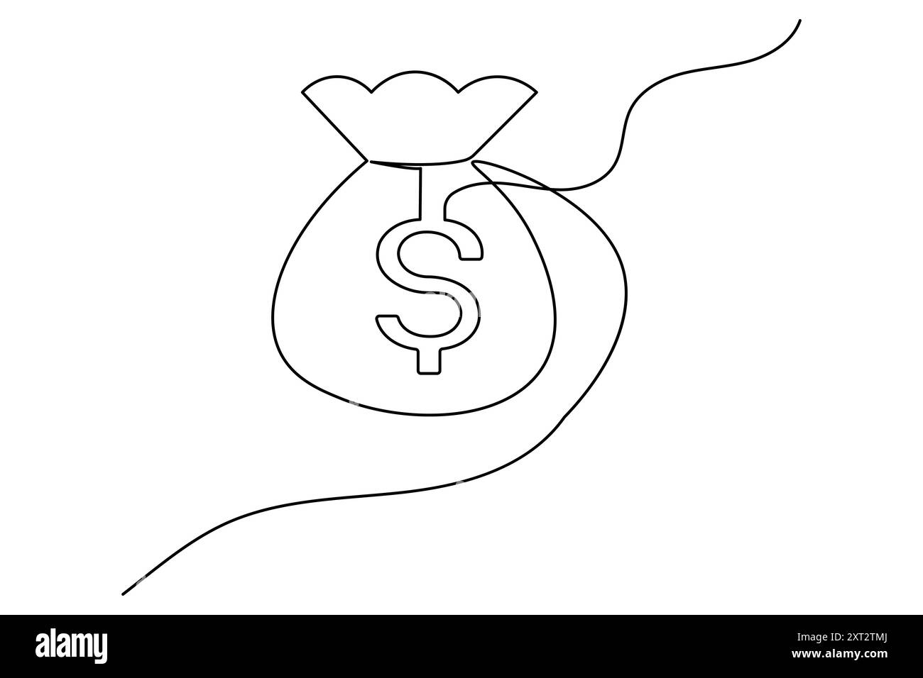 Dollar icon continuous one line drawing of isolated outline dollar sign ...