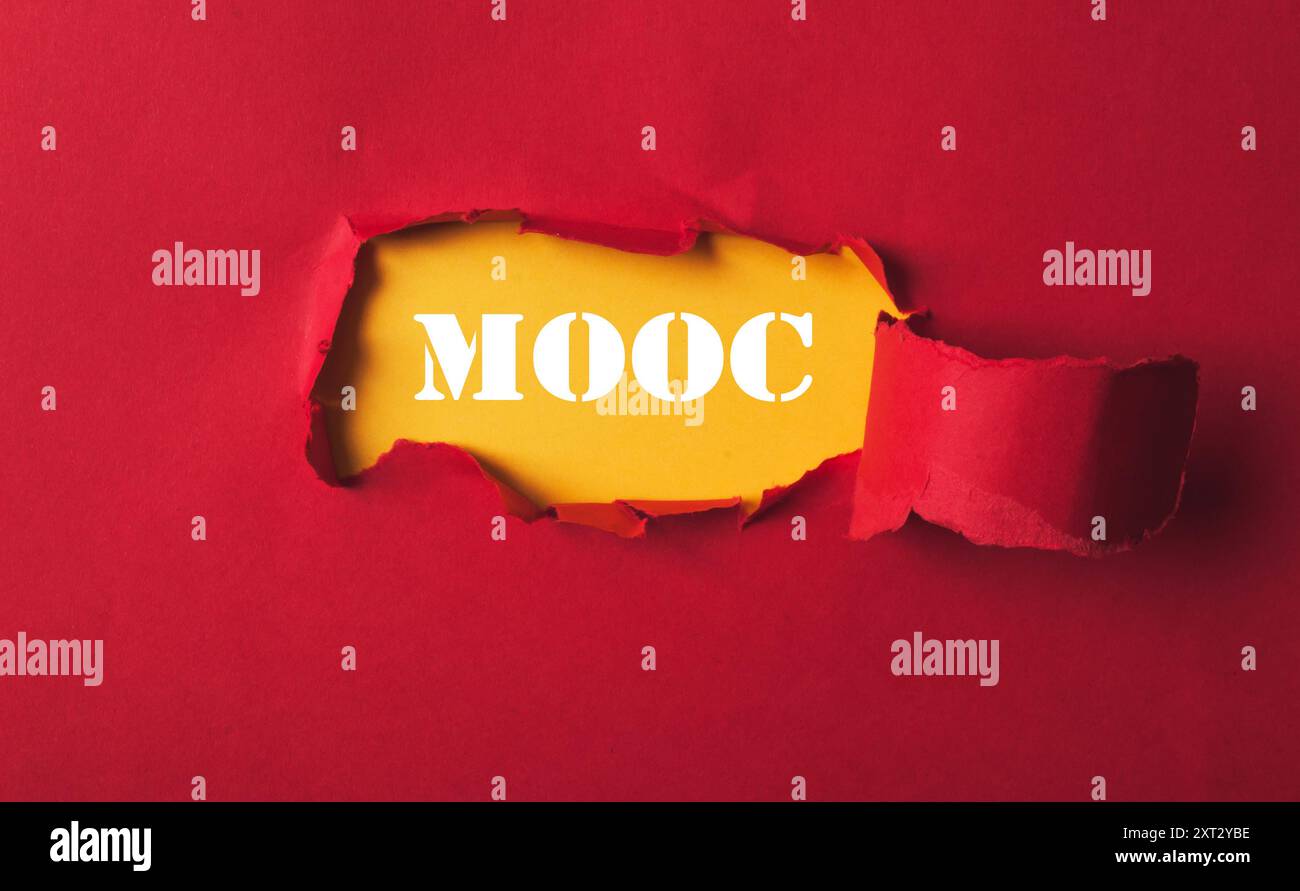 A red background with a yellow border features the word MOOC in white ...