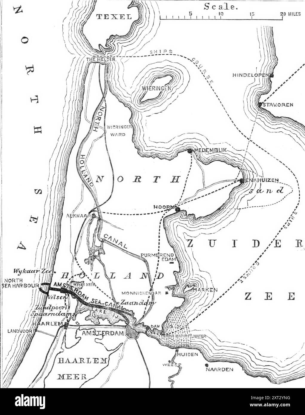 Plan of the Amsterdam Ship Canal, 1870. Map of '...the great canal for ...
