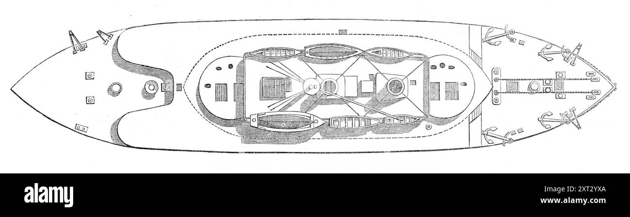 Deck plan of H.M. Ship Devastation, 1871. 'The new ironclad ship...is ...
