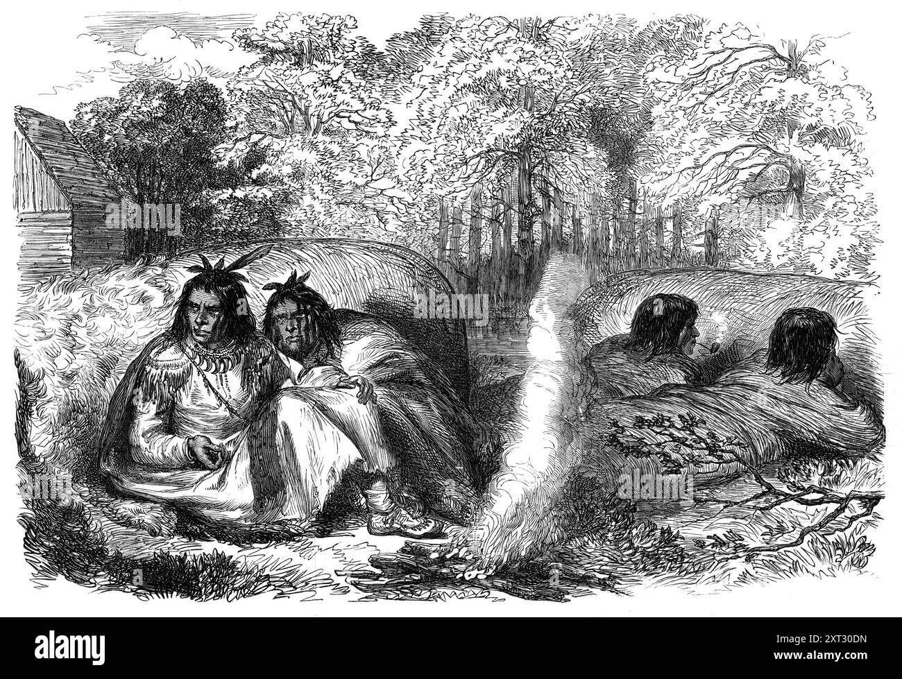 The Red River Expedition in North America: Ojibways, 1870. Engraving of ...