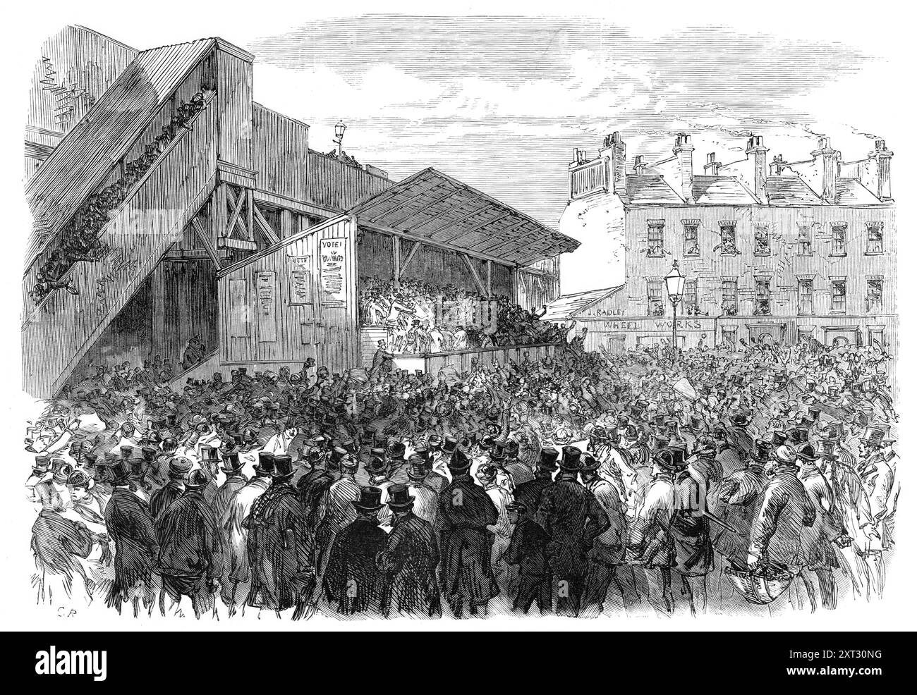 Nomination at the Southwark Election, 1870. Crowds in south London ...