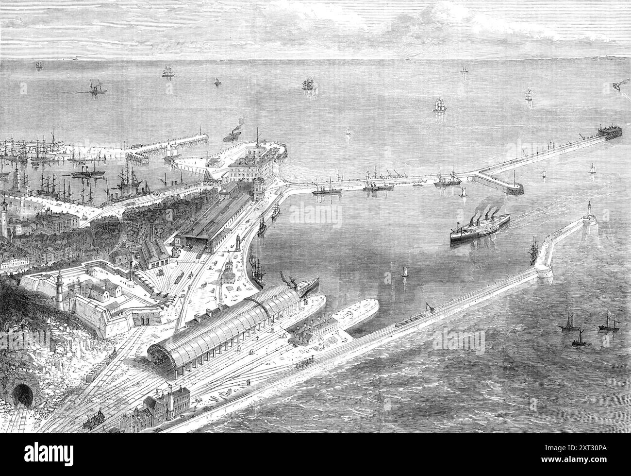 Proposed Channel Railway Ferry: station and pier at Dover, 1870. '...a ...