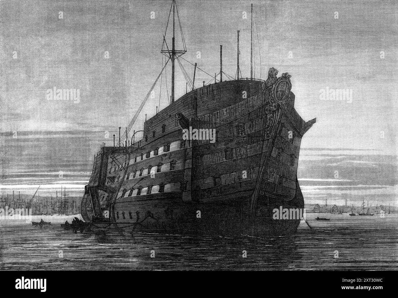 The Dreadnought, hospital ship for seamen, at Greenwich, 1870. Warship ...