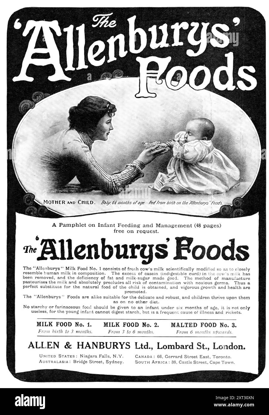 The 'Allenburys Foods', 1909. 'Mother and Child. Baby 6½ months of age ...