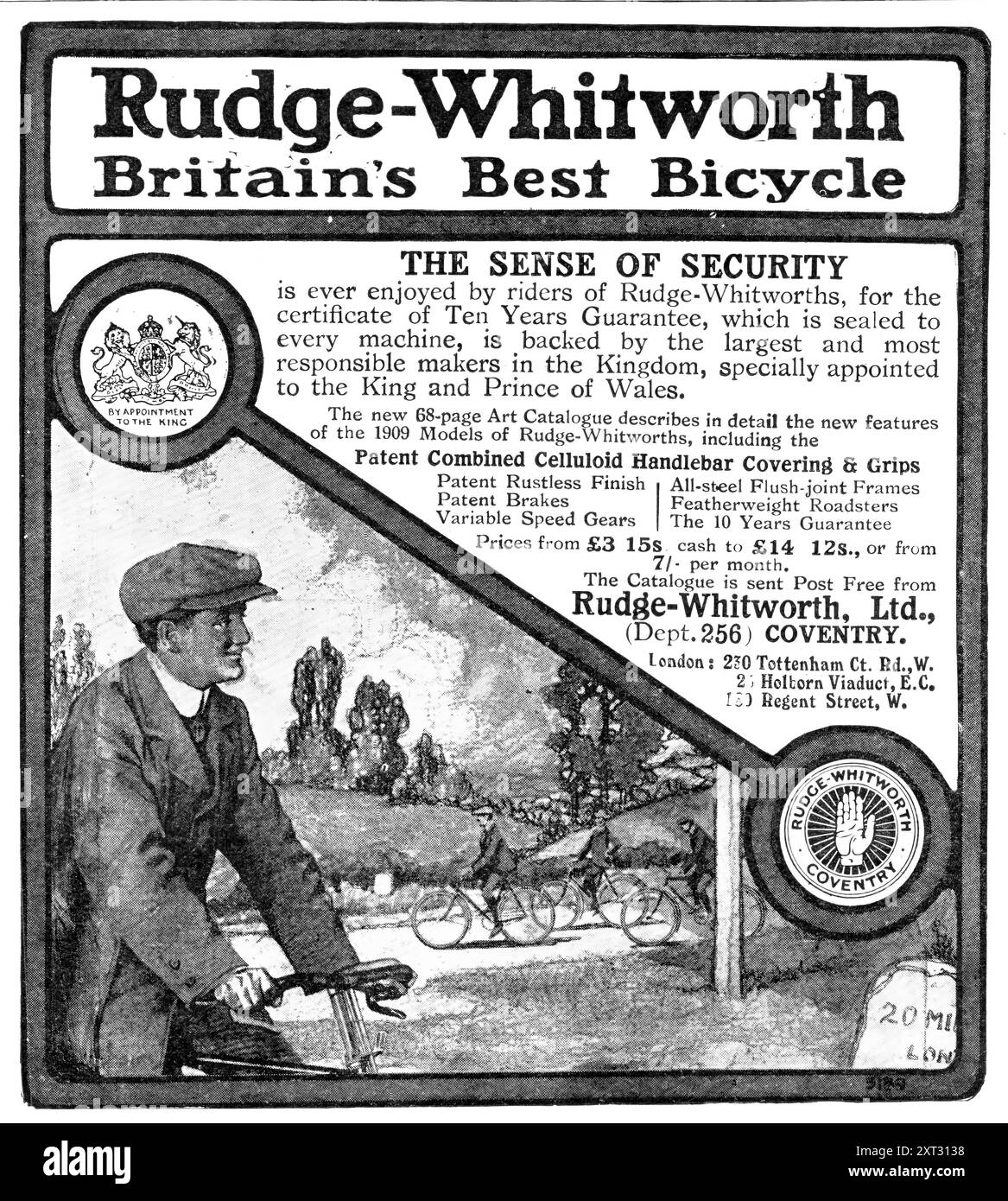 Rudge whitworth bicycle advertisement Black and White Stock Photos ...