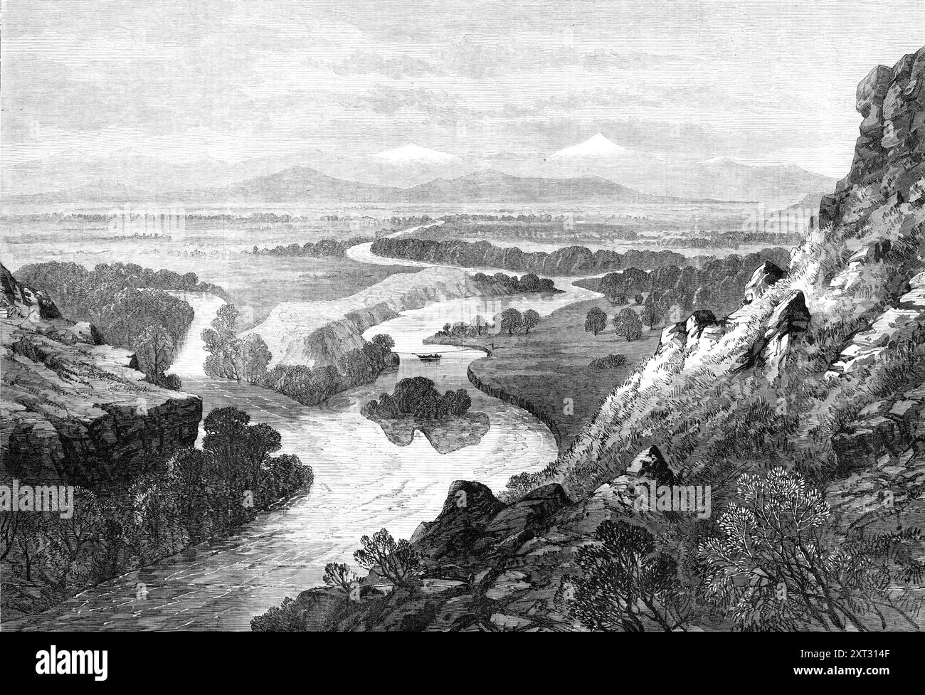 Junction of the three tributaries of the Missouri, 1870. Engraving of a ...