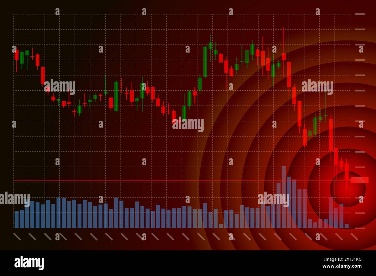 Stock market trading technical analysis bar chart fall. Business ...
