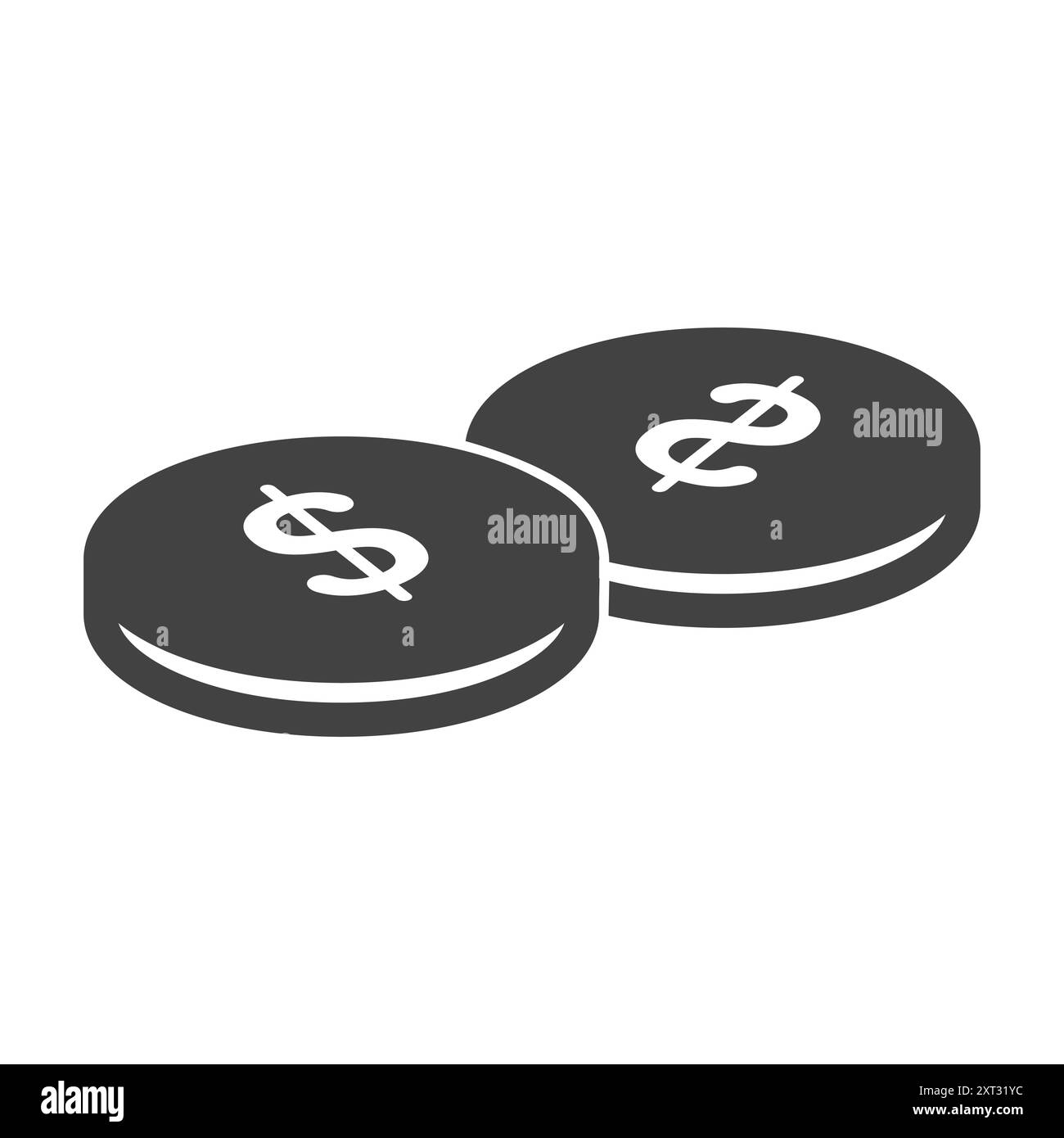 Dollar cents icon single coin, vector penny design element isolate ...