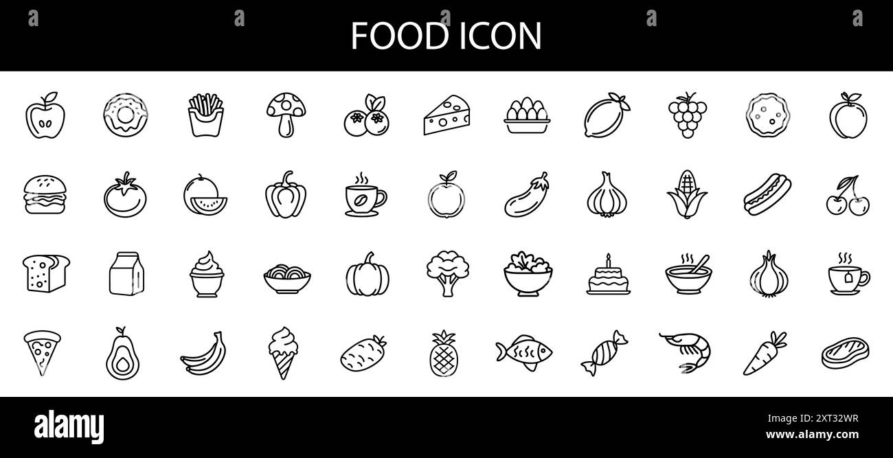 Set of linear food icons on white background Stock Vector Image & Art ...