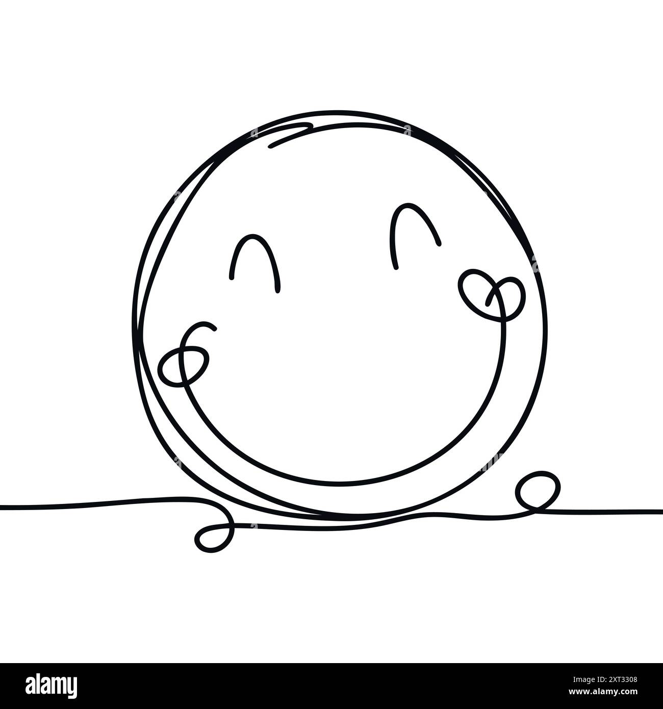One continuous line art smiling face isolated vector illustration on ...