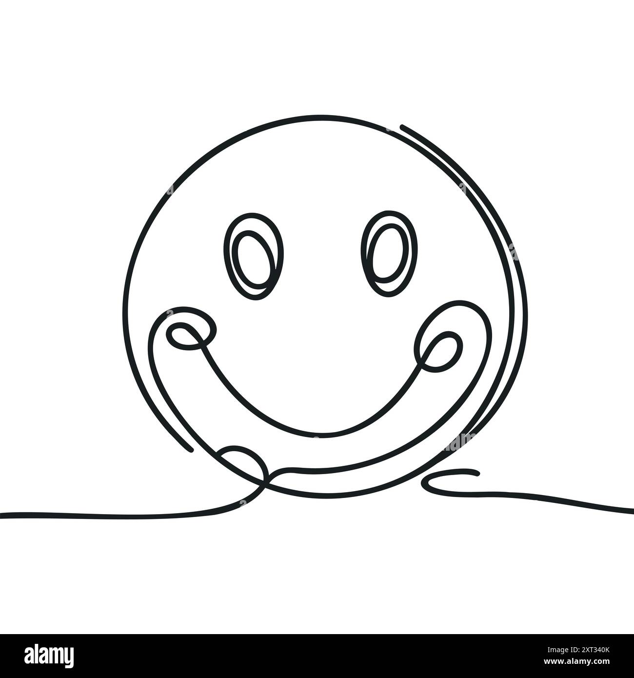 One continuous line art smiling face isolated vector illustration on ...