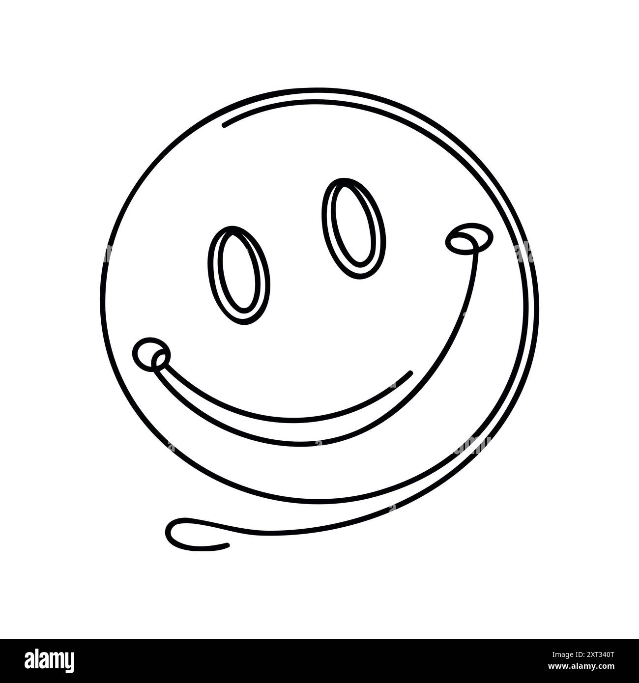 One continuous line art smiling face isolated vector illustration on ...