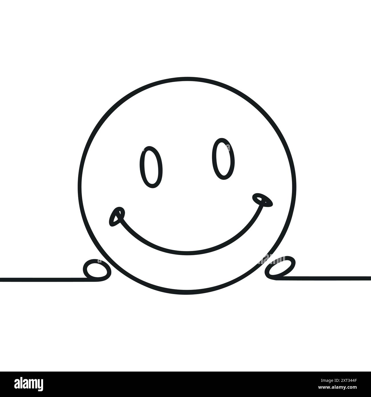 One continuous line art smiling face isolated vector illustration on ...