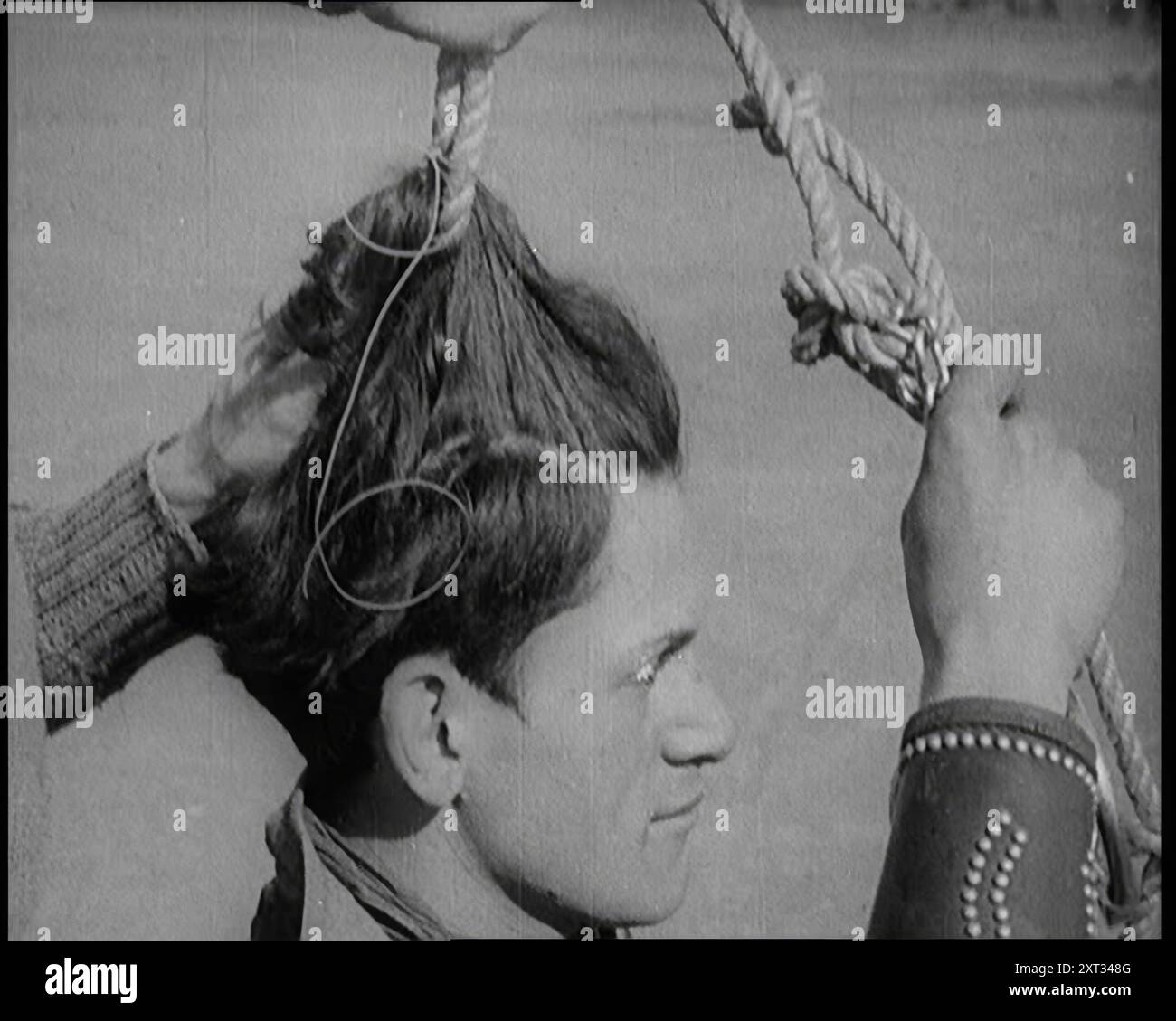 Native American Man Having a Rope Tied Into His Hair, 1921. From "Time ...