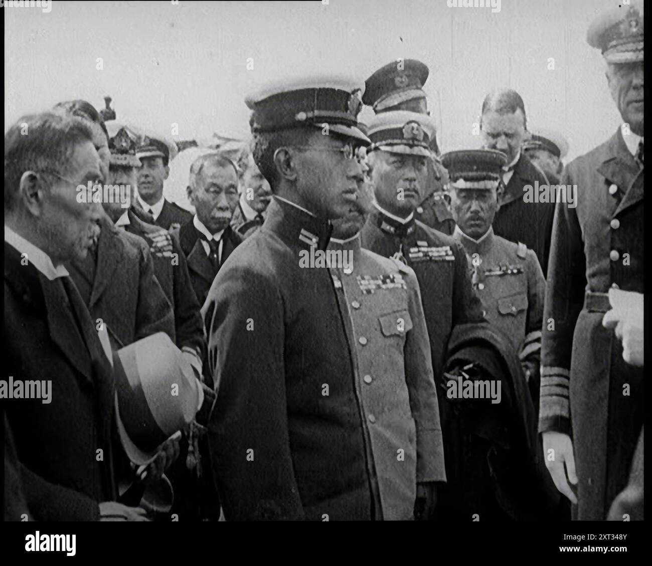 Japanese Prince Regent Hirohito Standing With Japanese Dignitaries on a ...