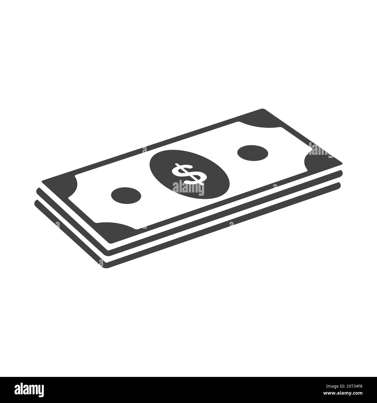 Banknotes cash stack dollar icons. Money currency bills silhouette ...