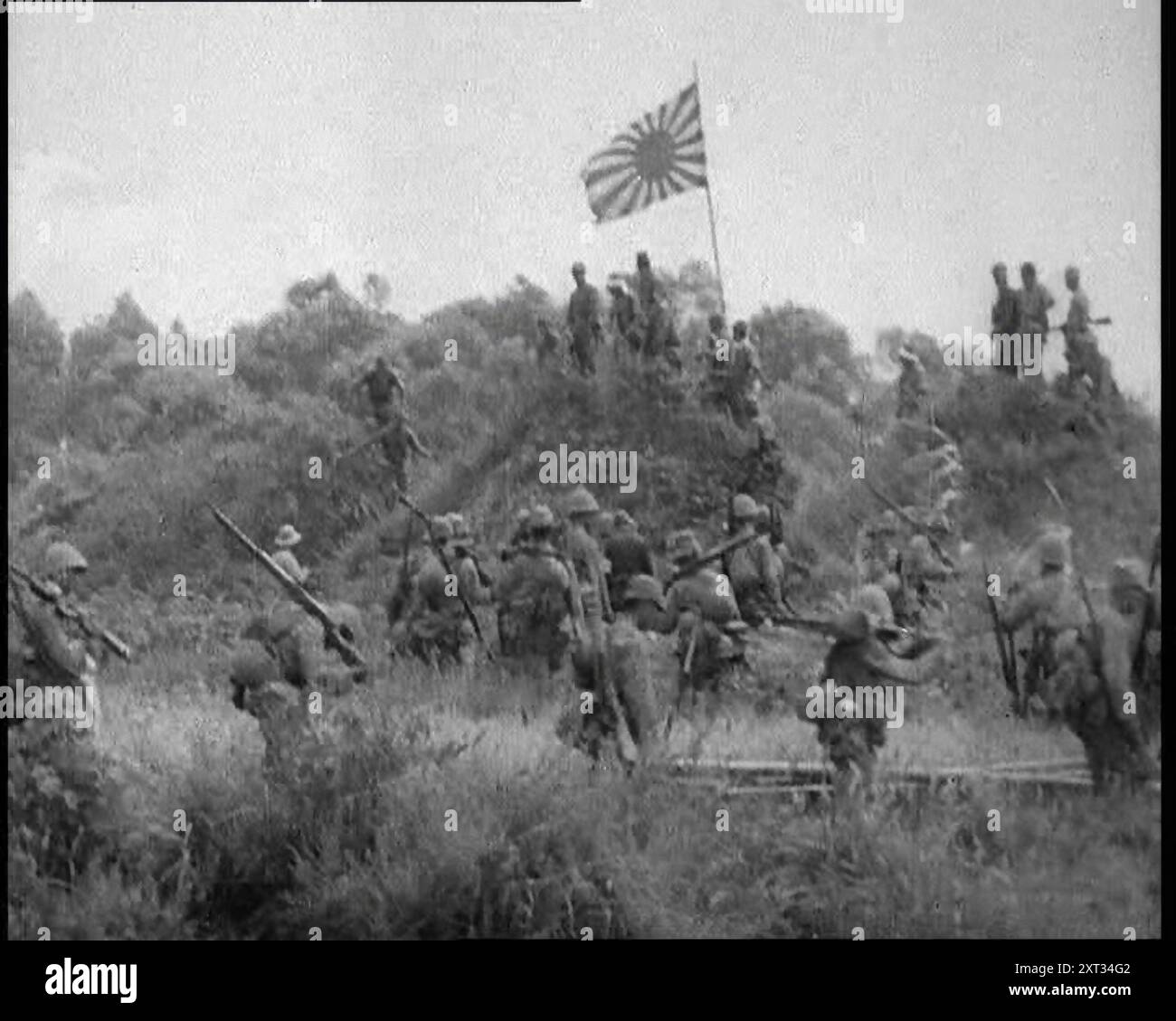 Japanese Soldiers Gathering Around the Japanese Flag, 1933. 'Japan's ...