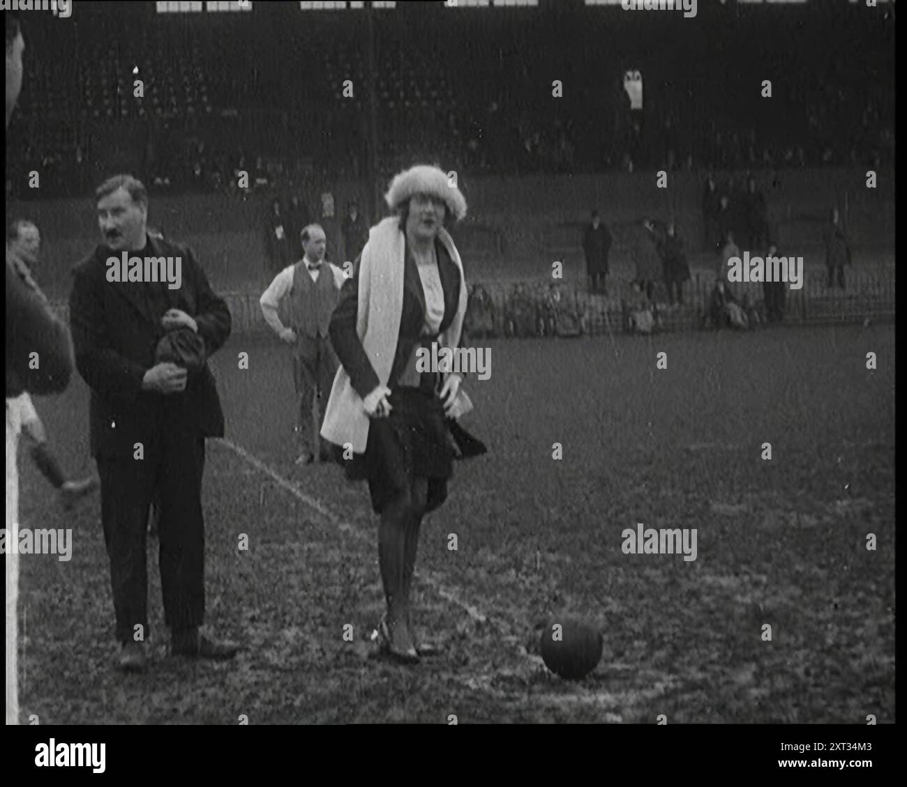 Alice Delysia Kicking Off a Men's Football Match, 1920. 'Alice Delysia ...