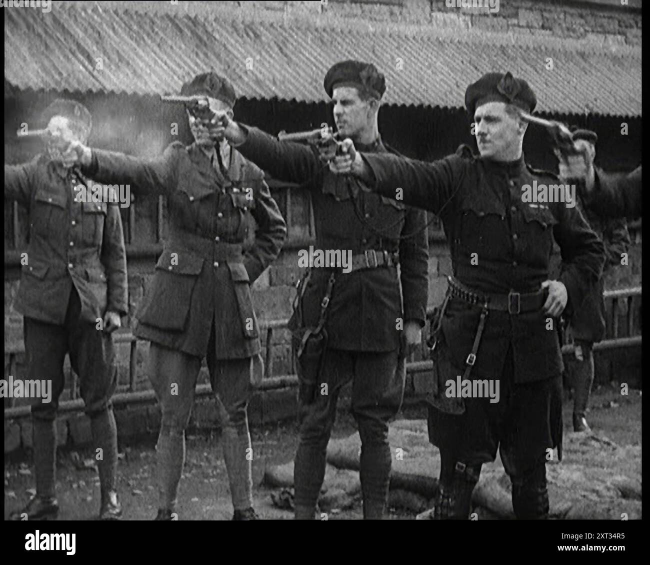 British Officers Firing Revolvers at Targets, 1921. From "Time To ...